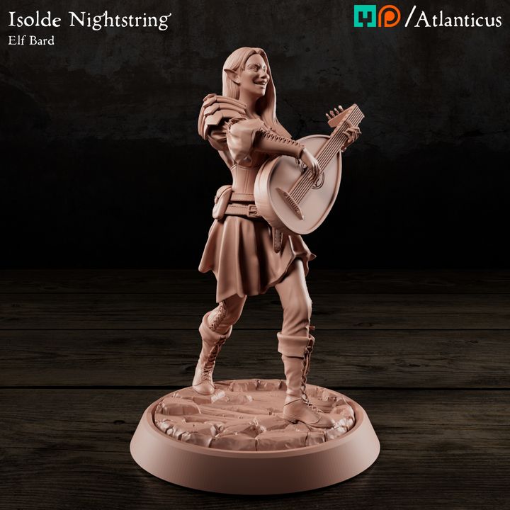3D Printable Female Elf Bard - Isolde Nightstring - Lute by Atlanticus Arts